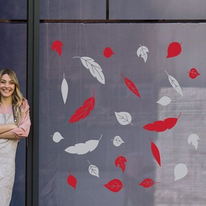 Autumn Leaves Greetings Vinyls Shop Window Display Wall Decals Stickers ...