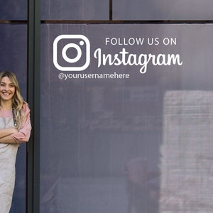 Follow Us Instagram Sign Shop Window Display Store Decal Stickers ...