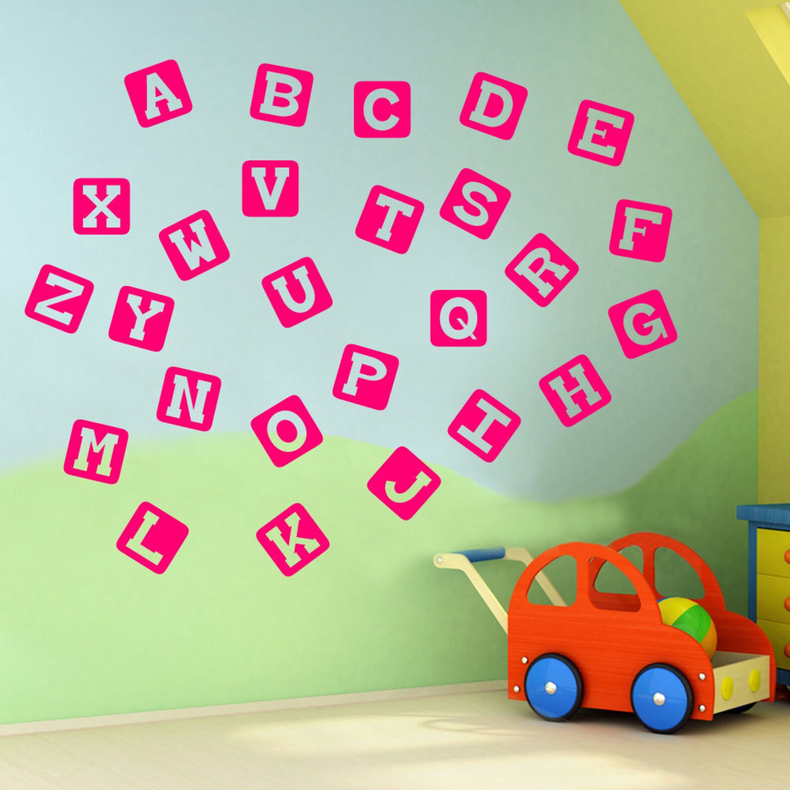 Block Alphabet Wall Stickers Kids Nursery Play Room Home Art - Etsy