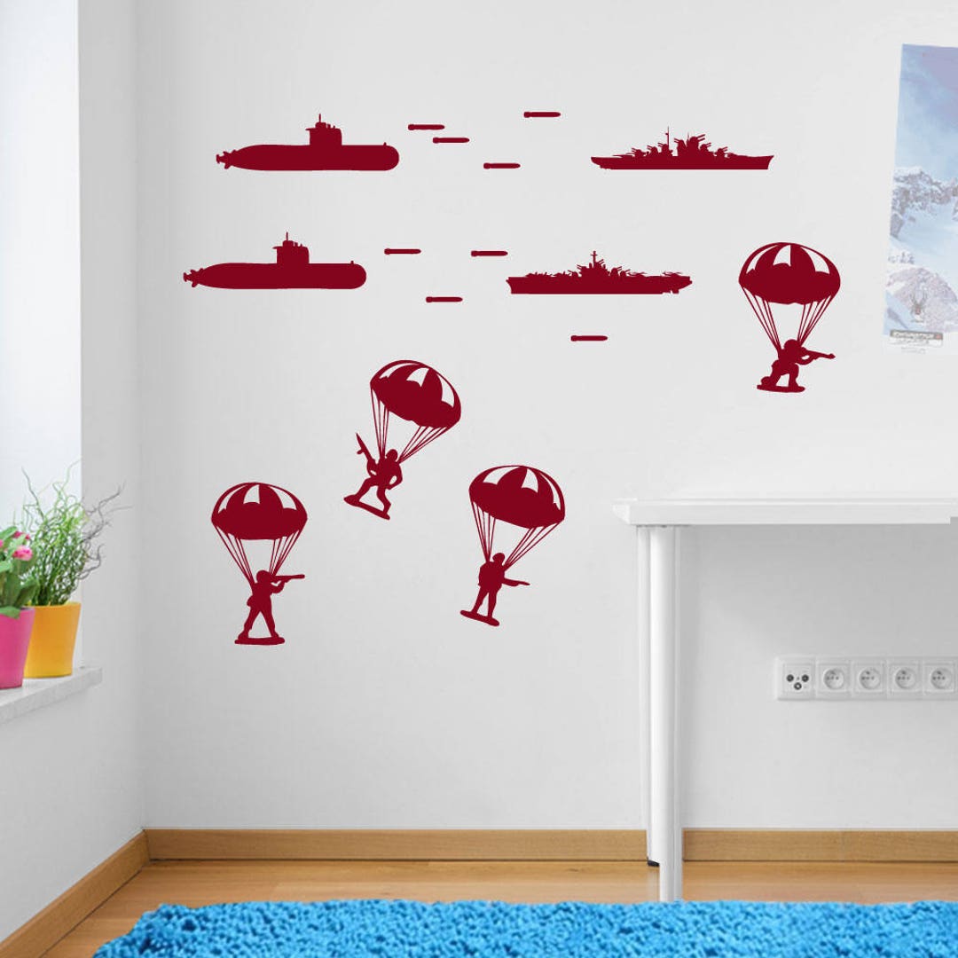 Army Military Paratroopers Submarines Wall Window Sticker Decals Kids ...