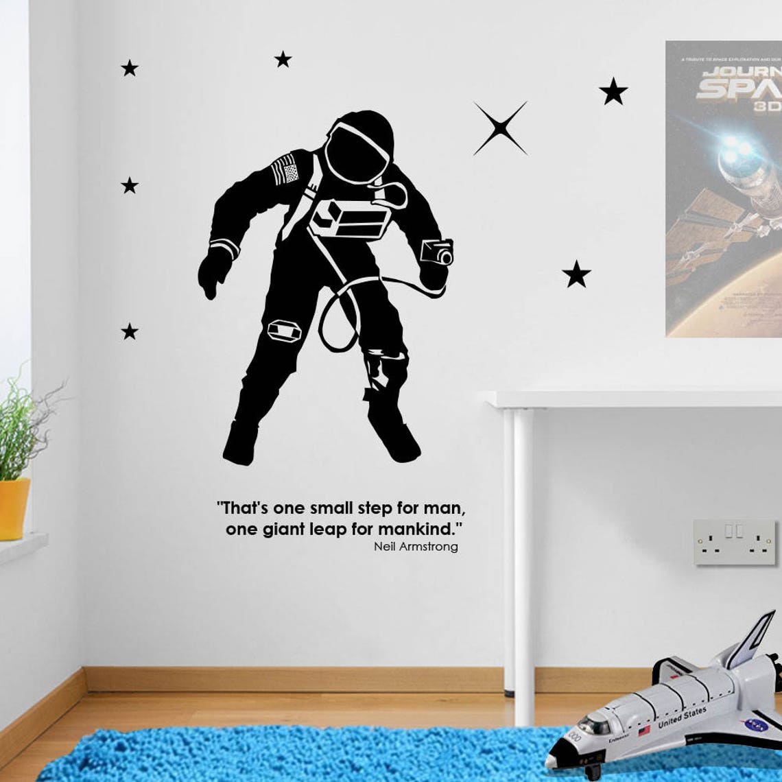 Astronaut Quote Armstrong Wall Stickers Decals Kids Decor Window ...