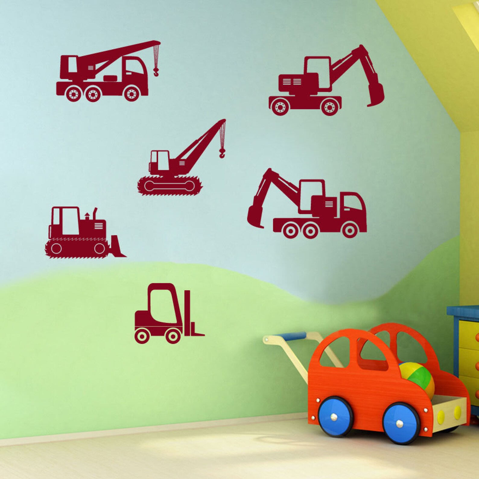 Childrens Construction Sticker Set A58 - Etsy