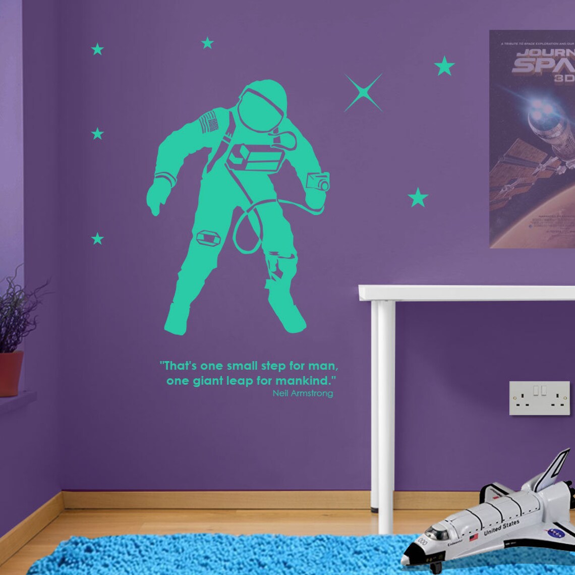 Astronaut Quote Armstrong Wall Stickers Decals Kids Decor Window ...
