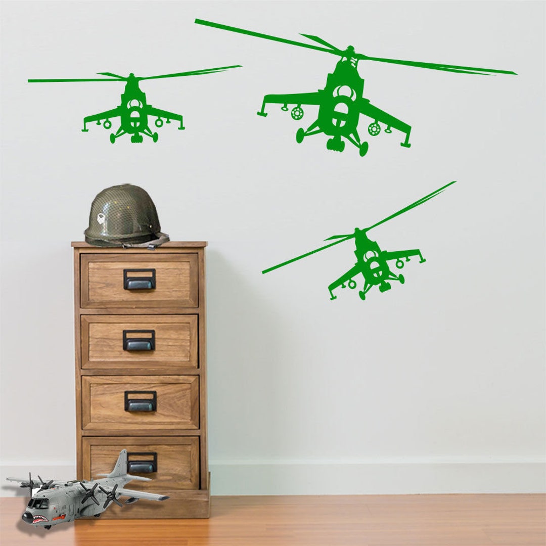 Military Army Apache Helicopter Men Matt Wall & Window Stickers Decal ...