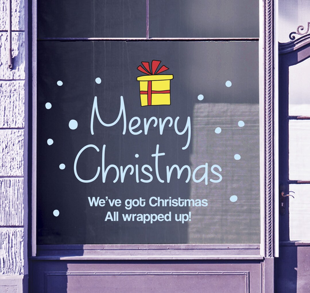 Merry Christmas Shop Window Sticker Festive Xmas Present Sign Display ...