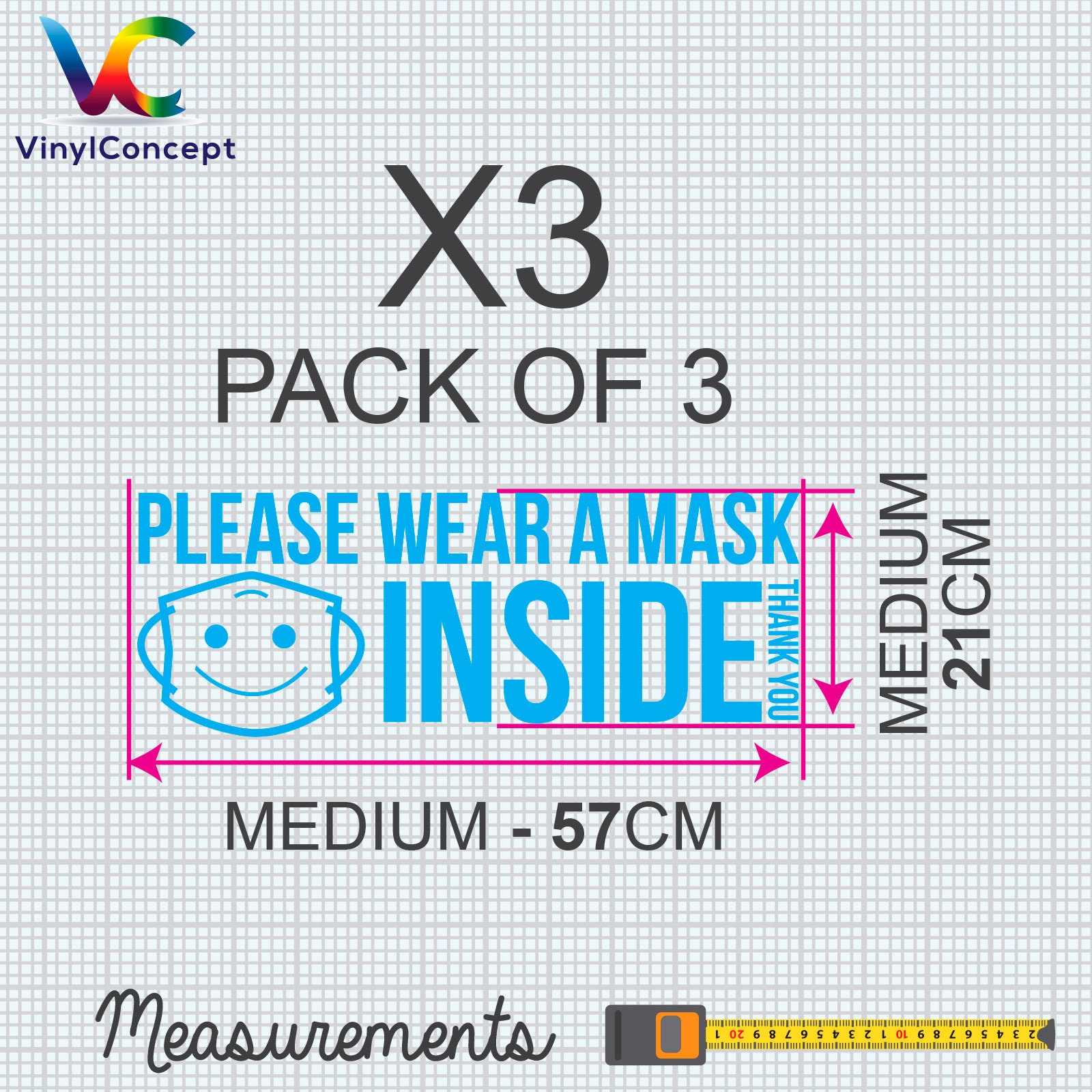 Wear Mask Signage Distance Sign Shop Window Stickers Retail | Etsy