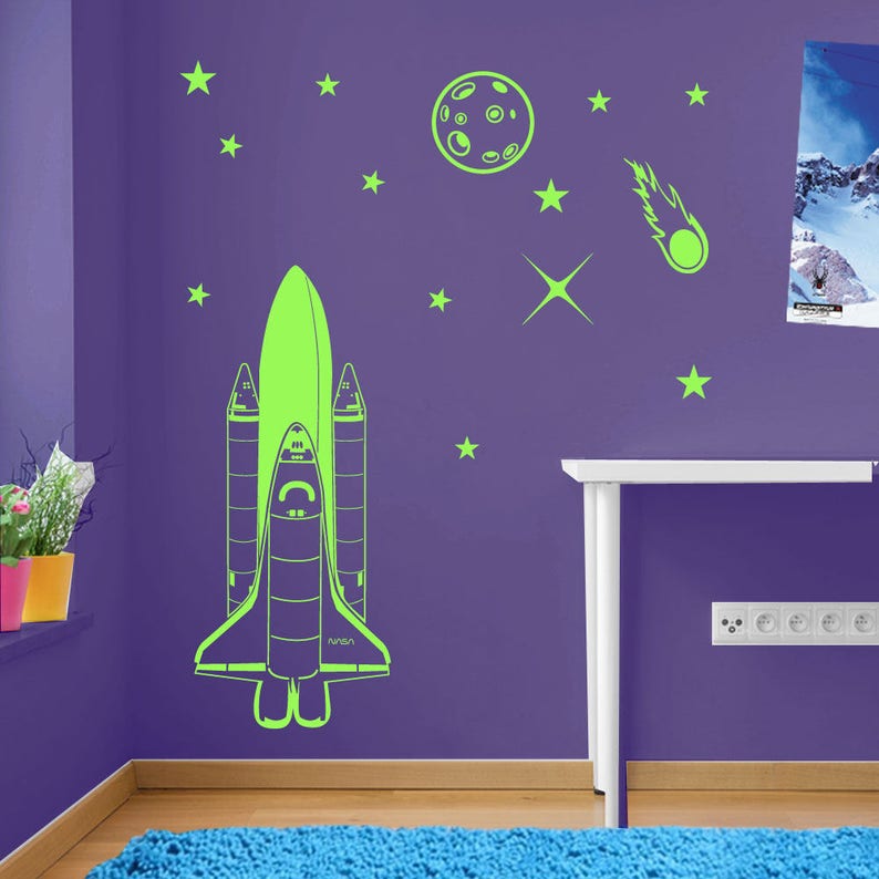 Rocket Planet Stars Meteor Space Wall Window Stickers Decals - Etsy