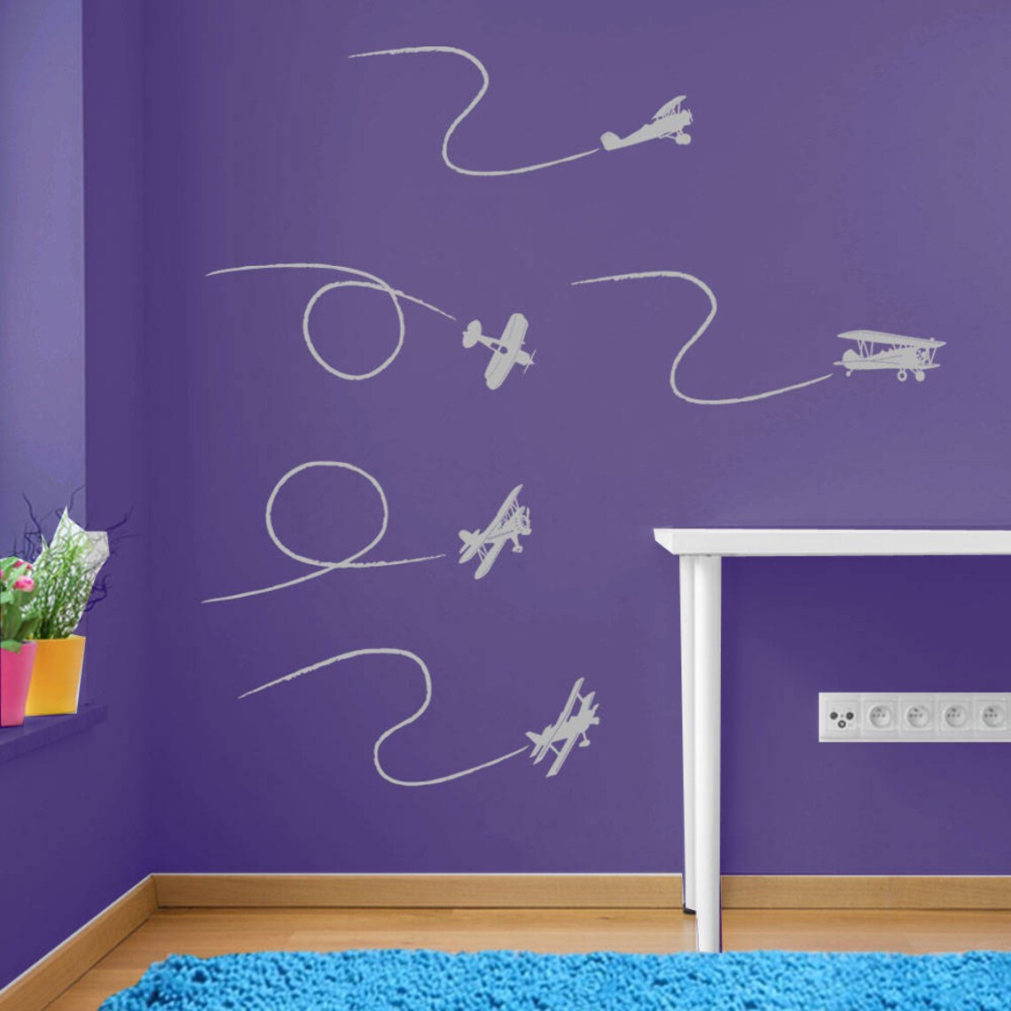 Planes Aircraft Contrail Wall Stickers Decal Kids Decor Window | Etsy