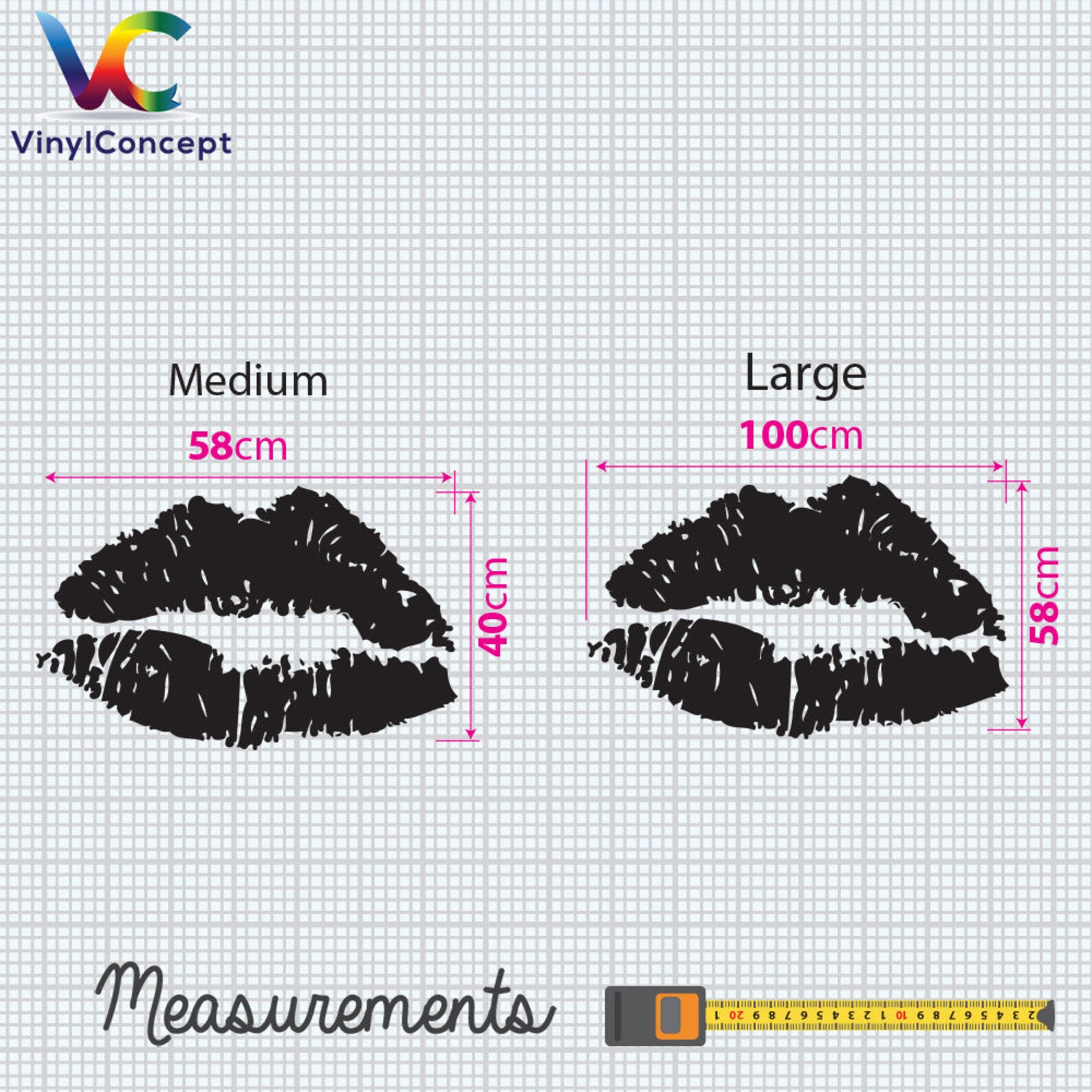 Lip Print Kiss Wall Window Stickers Decals Decor Fun Vinyl Colourful ...