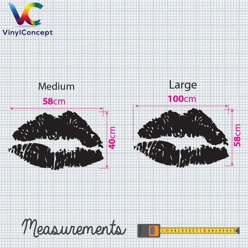 Lip Print Kiss Wall Window Stickers Decals Decor Fun Vinyl Colourful ...