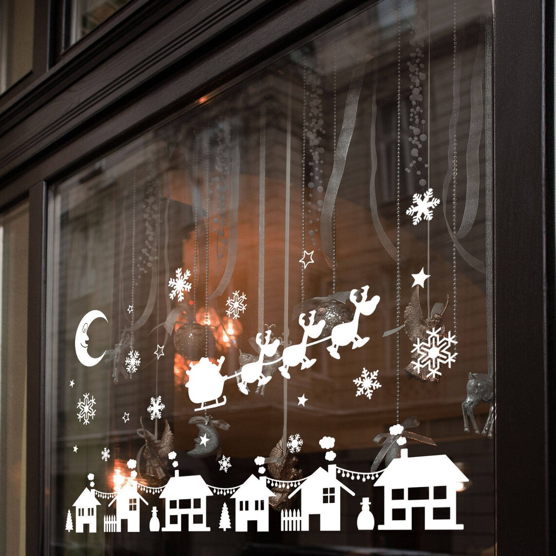 Christmas Xmas Display Shop Window Wall Decorations Decals Window ...