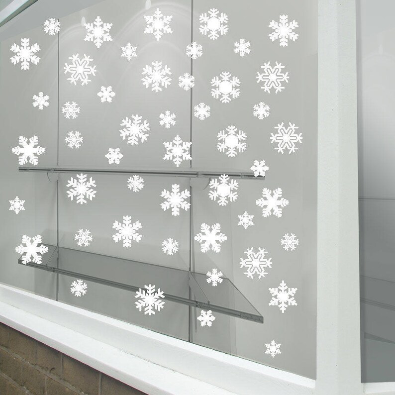Christmas Xmas Snow Flakes Display Shop Window Decorations Decals ...