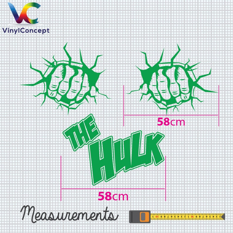 Hulk Two Fists Wall Stickers Decals Kids Decor Window Fun Vinyl ...
