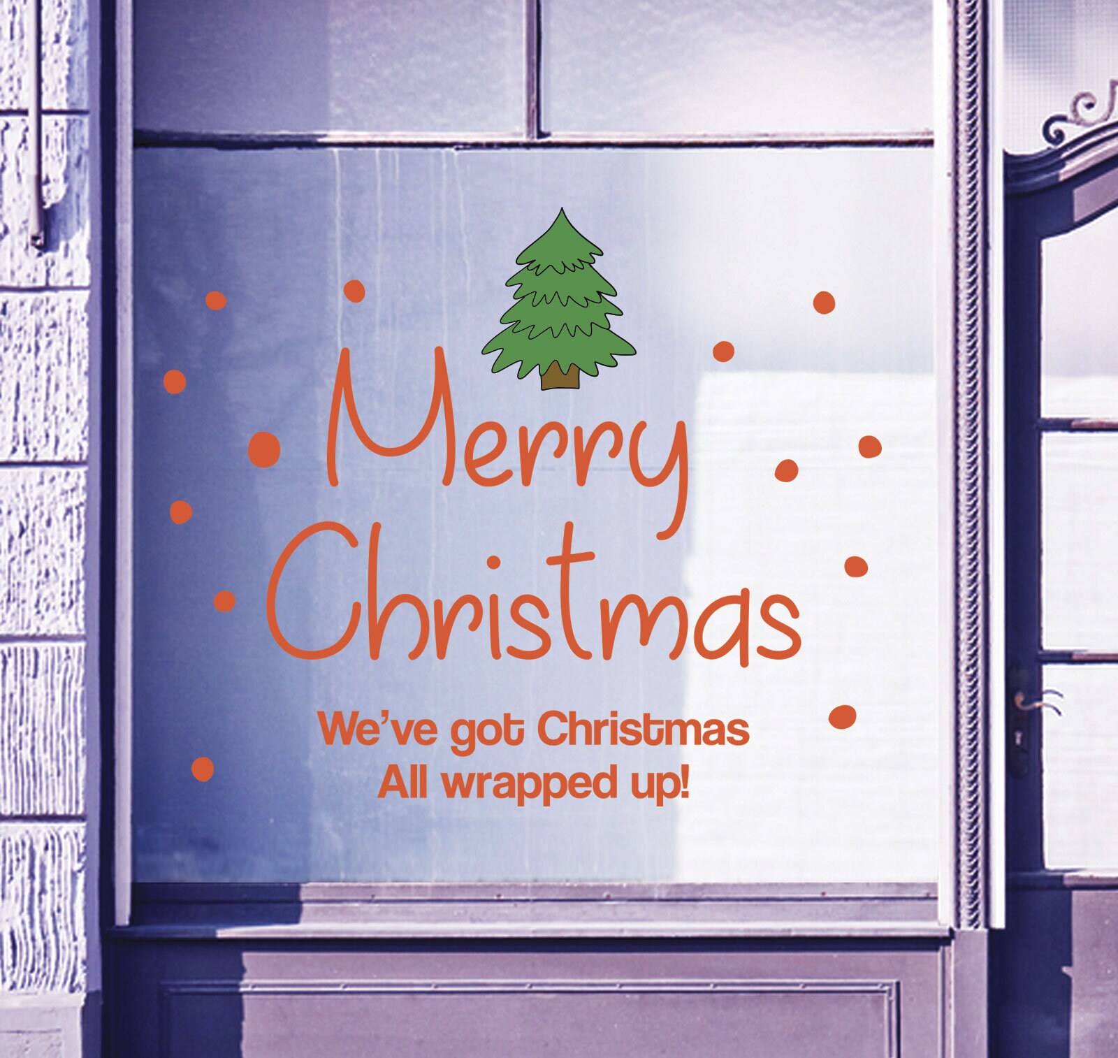 Merry Christmas Shop Window Sticker Festive Xmas Tree Sign Display ...