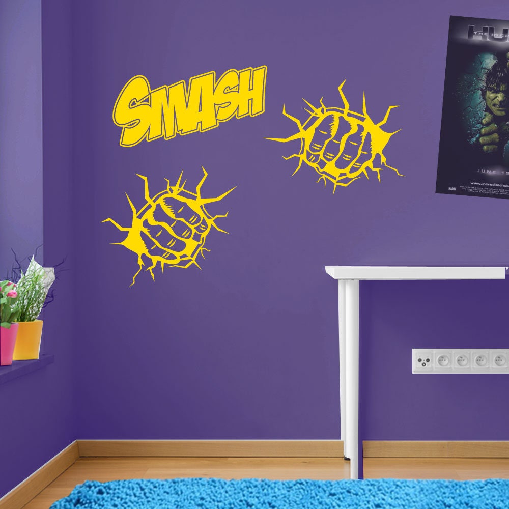 Smash Two Fists Wall Stickers Decals Kids Decor Window Fun | Etsy