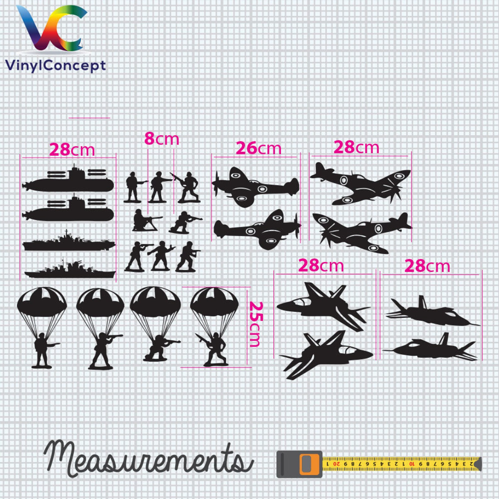 Military Soldiers Submarines RAF Wall Window Stickers Decals | Etsy