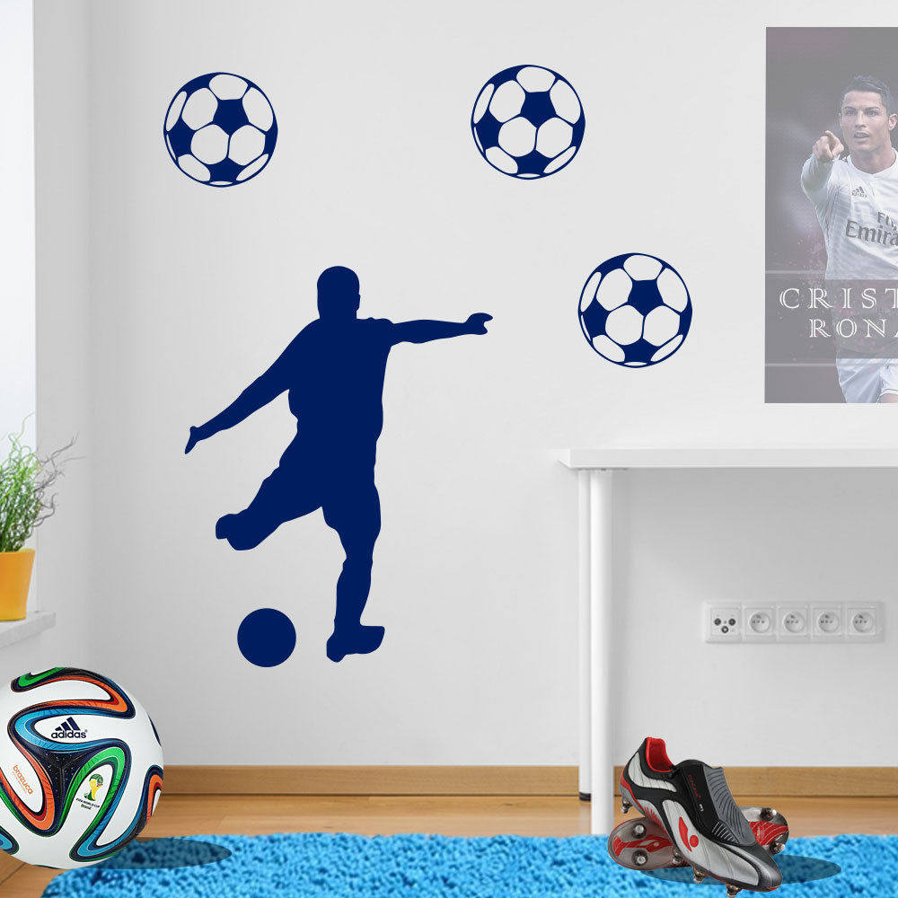 Kicking Football Player Wall Sticker A71 | Etsy