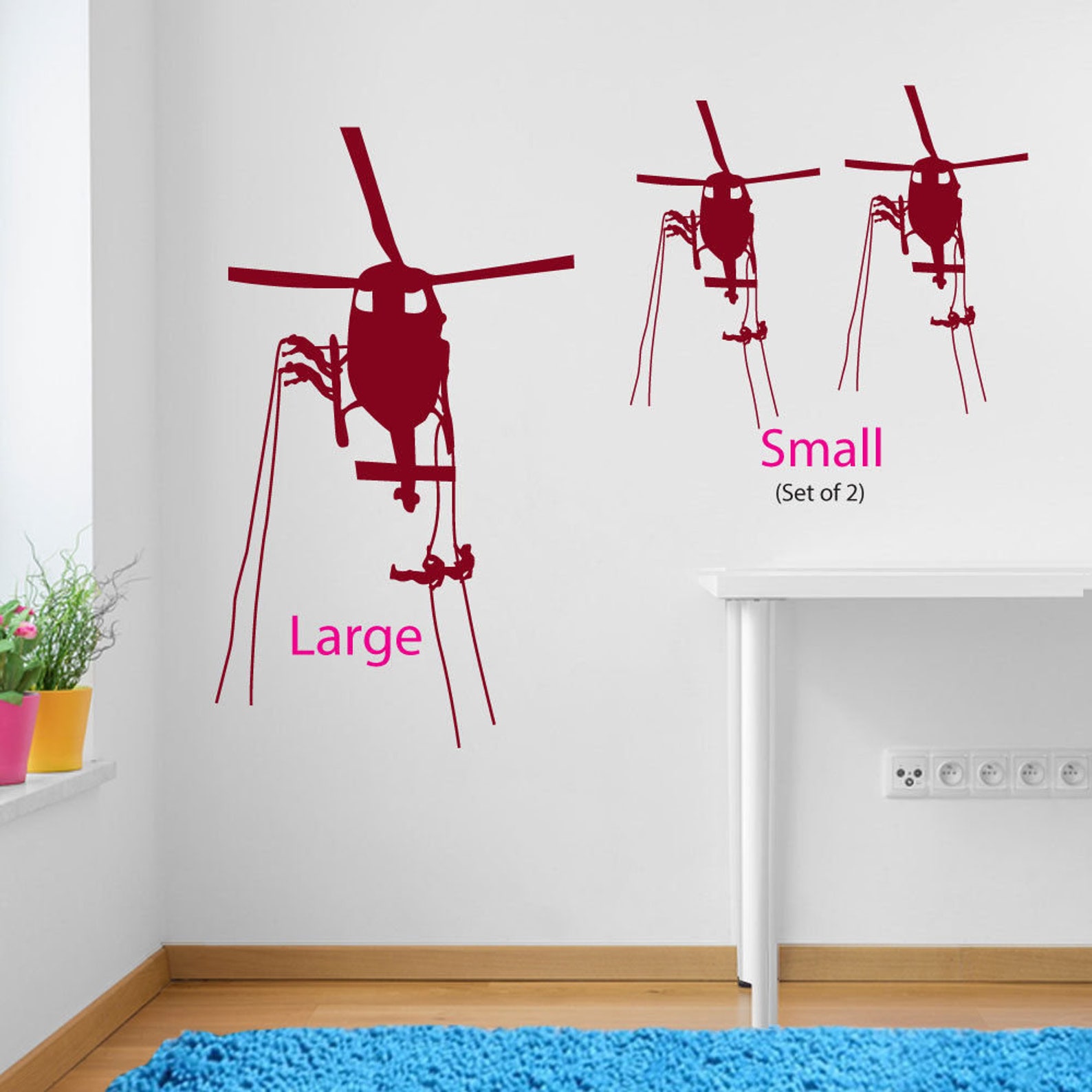 Helicopter Action Wall Sticker A100 - Etsy UK