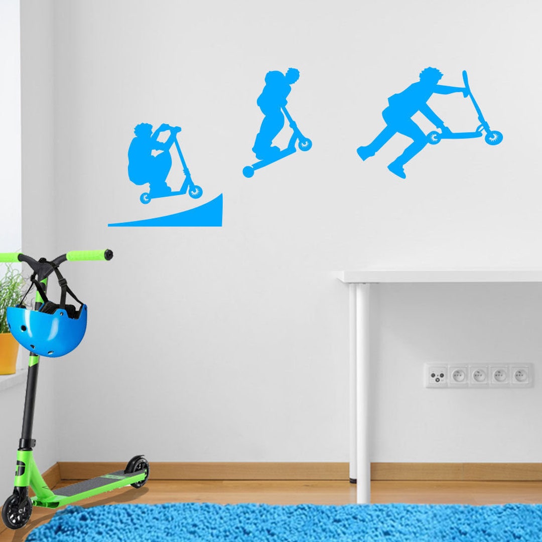 Stunt Scooter Ramp Jump Kids Style Children Street Wall Stickers Decals ...