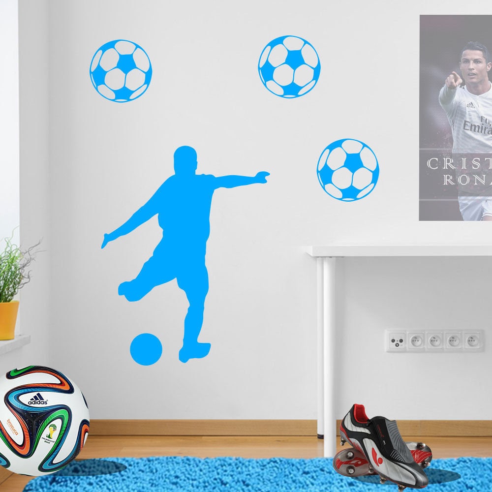 Kicking Football Player Wall Sticker A71 | Etsy