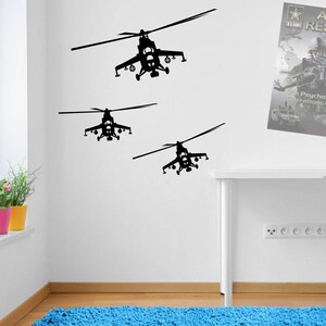 Military Army Apache Helicopter Men Matt Wall & Window Stickers Decal ...