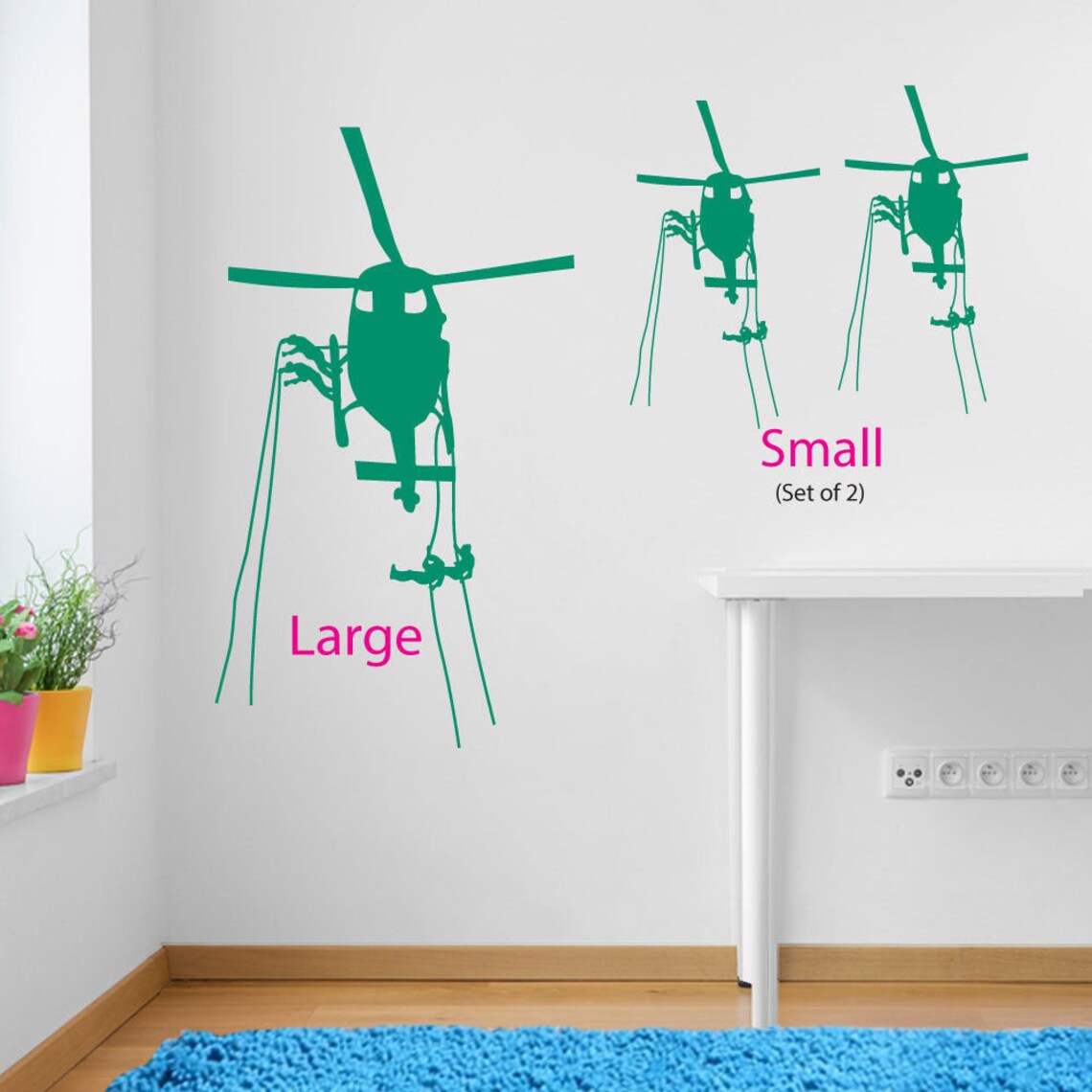 Helicopter Action Wall Sticker A100 | Etsy