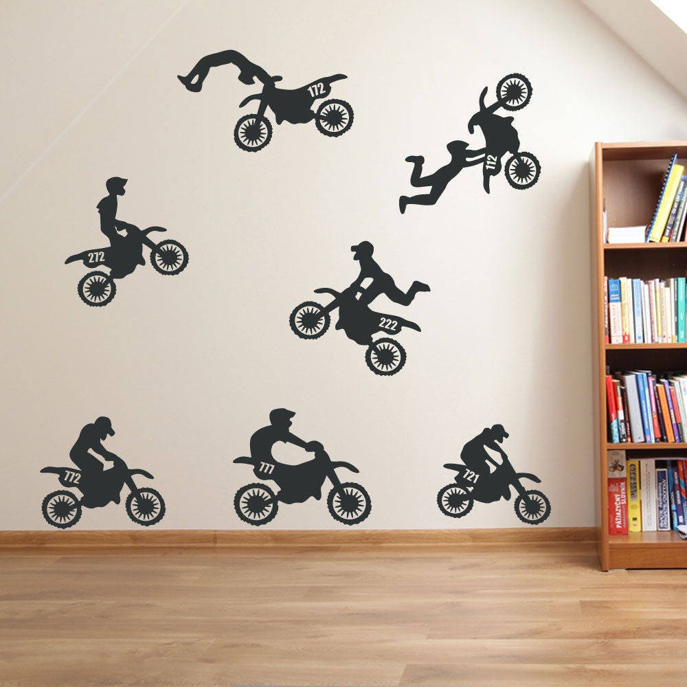 Motorbike Stunt Rider Sticker Set A61 | Etsy
