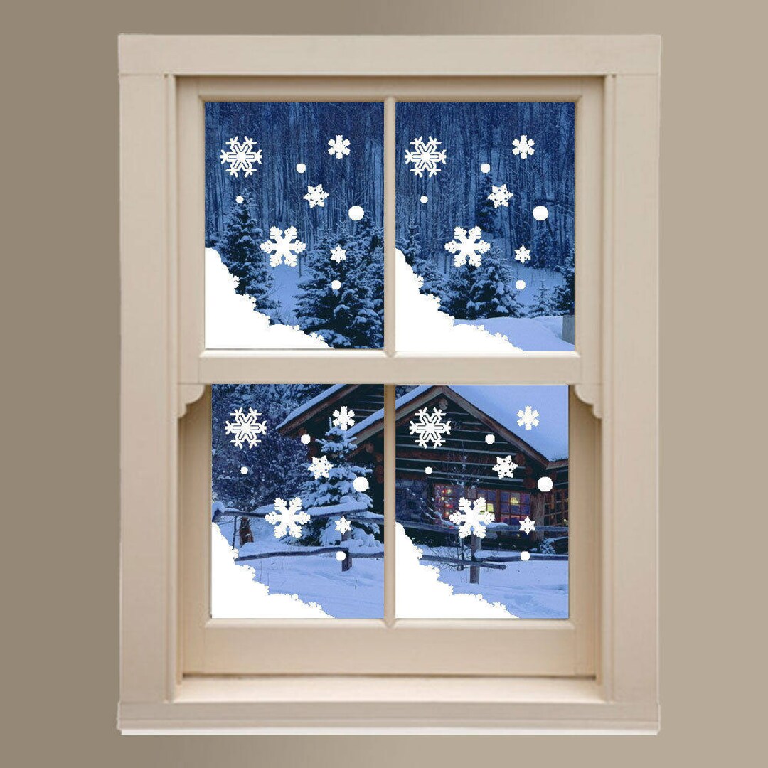 Christmas Xmas Display Shop Window New Snow Flakes Snowy Decals ...