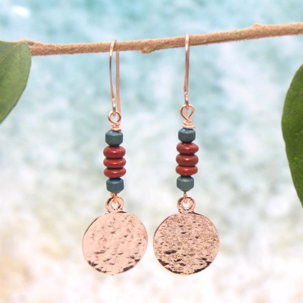 Copper Disc Earrings - Etsy