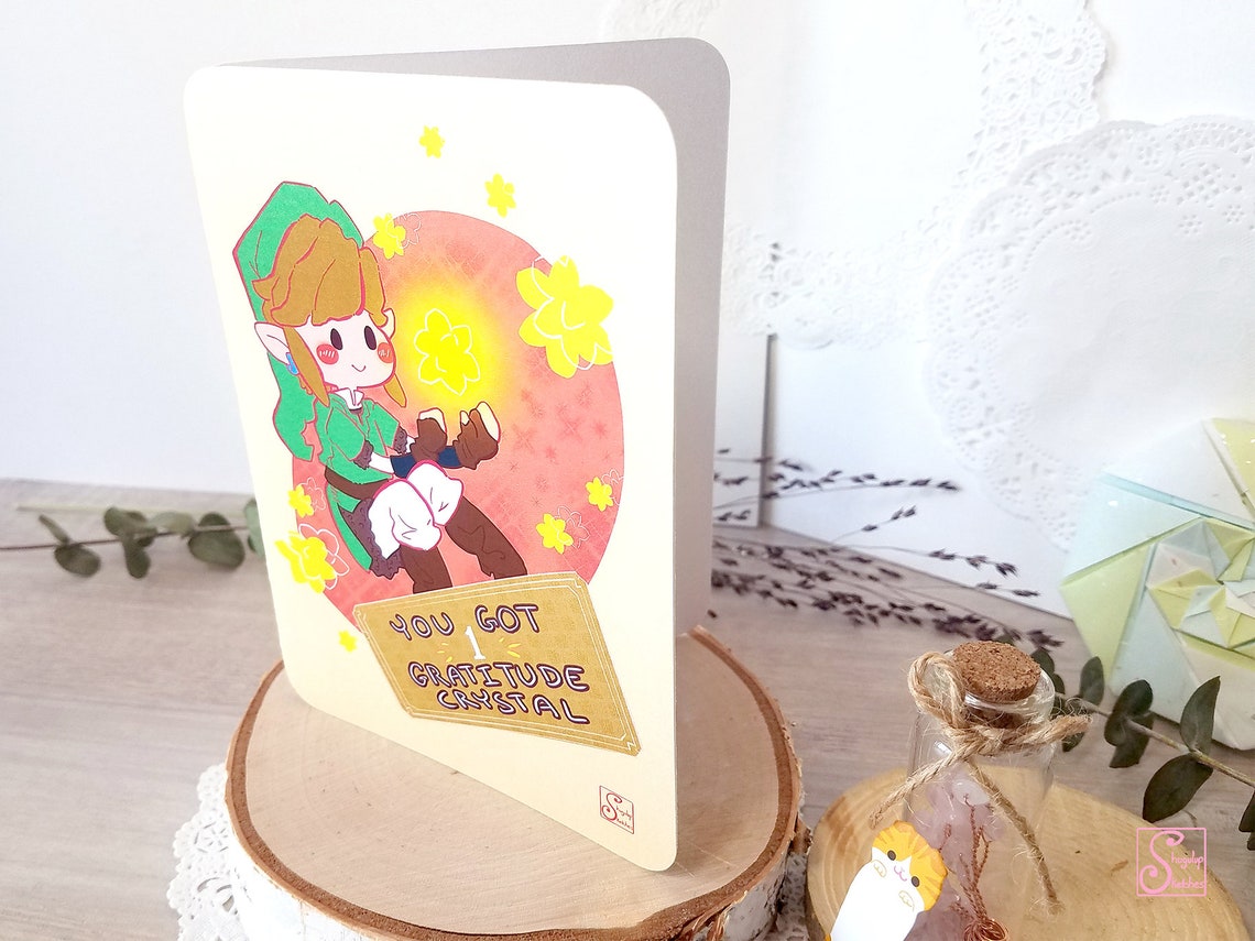Gratitude Crystal Zelda Thank You Cards for Nerds | Etsy