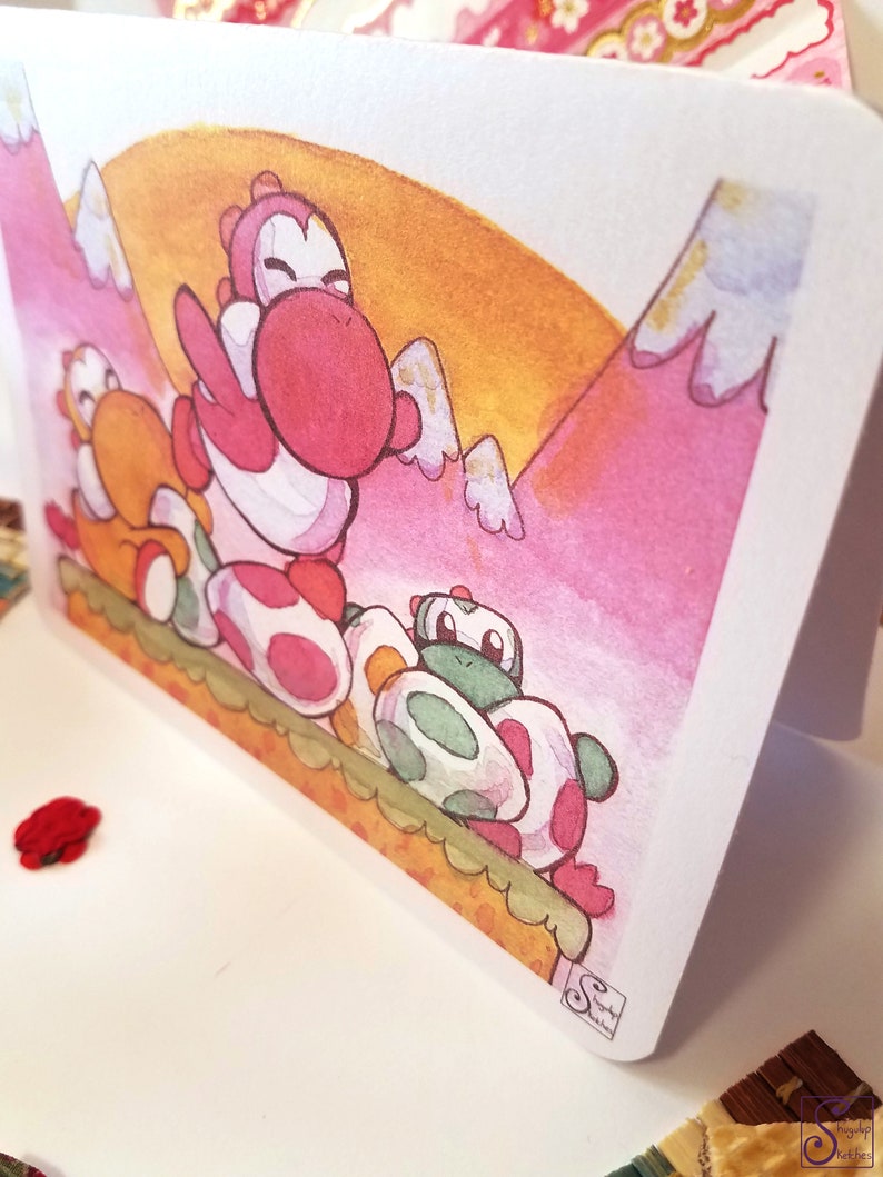 Yoshi Eggs Mario Easter/spring Cards for Nerds | Etsy