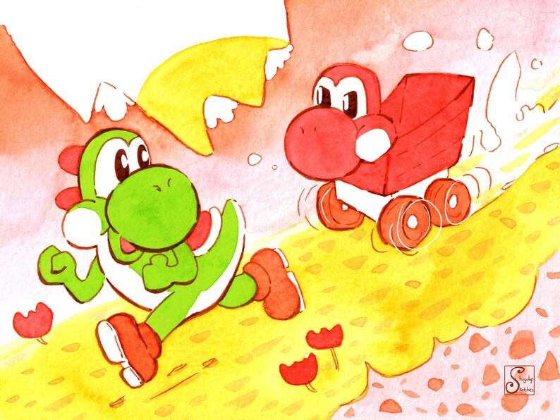 Togetherness Yoshi's Island Thinking of You Cards for - Etsy