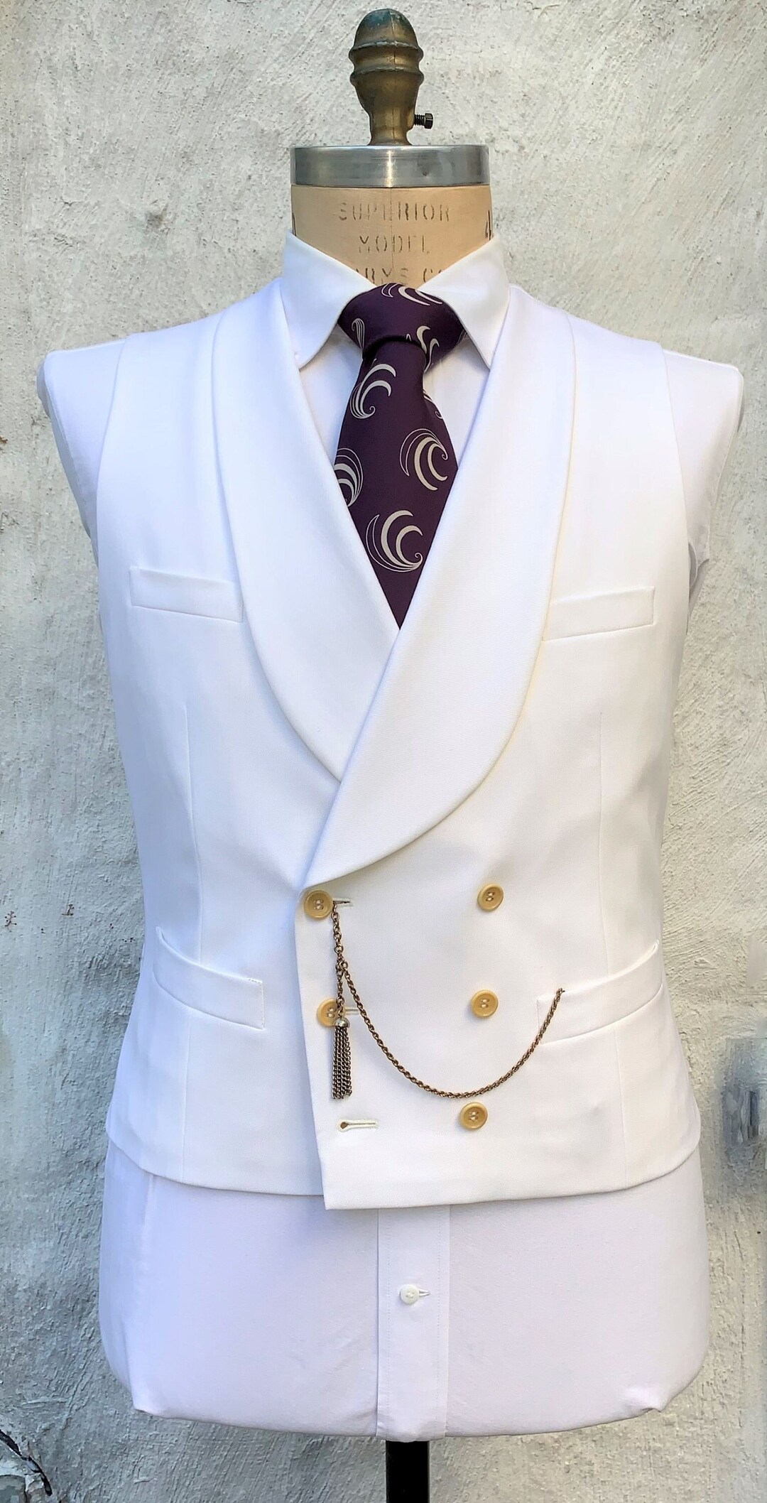 Ellis Double-breasted Shawl Collar Waistcoat Vest (made-to-order) - Etsy