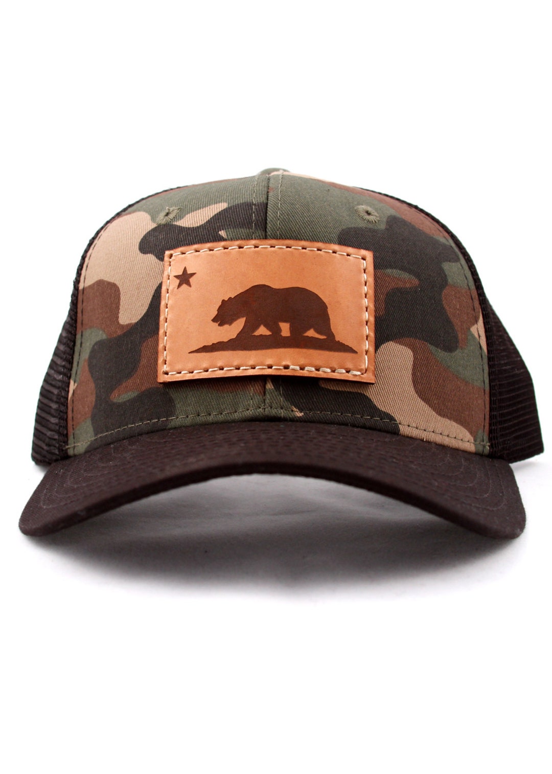 Cal Republic Authentic Leather Patch Camo Snapback - Etsy