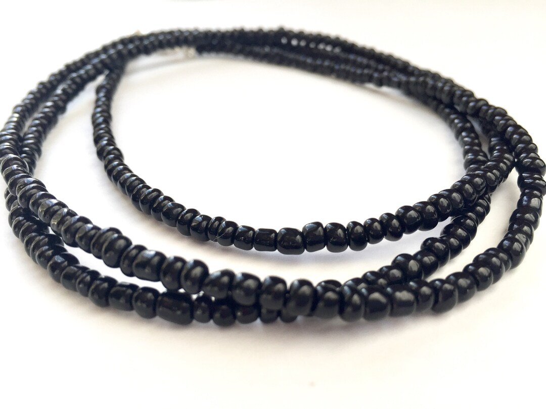 Long Black Bead Necklace, Black Beaded Necklace, Extra Long Black ...