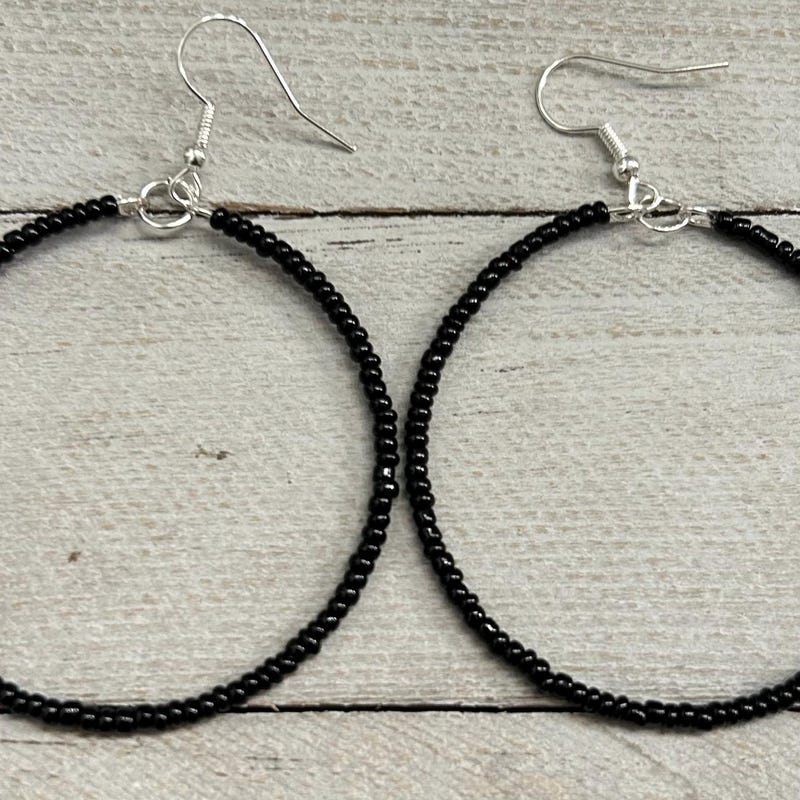 Black Hoop Earrings - Etsy