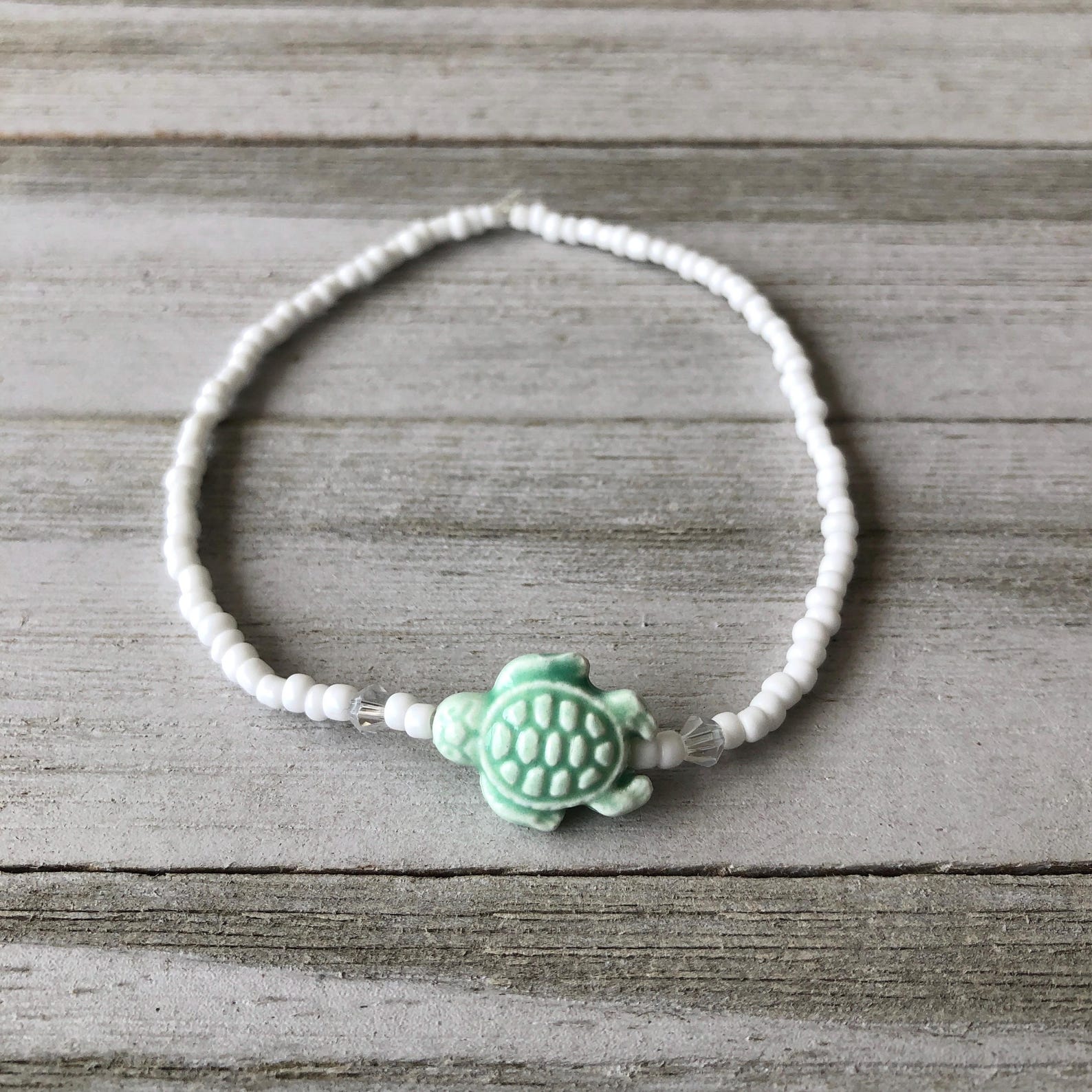 Sea Turtle Beaded Ankle Bracelet: Waterproof Surfer Beach Anklet ...