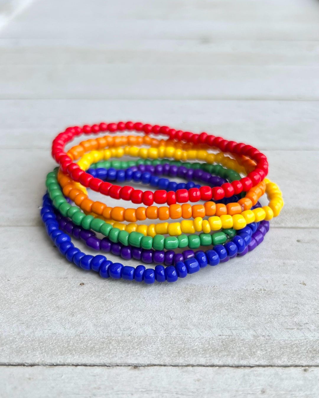Rainbow Colored Seed Beaded Bracelets, Rainbow Beaded Jewelry, Multi ...