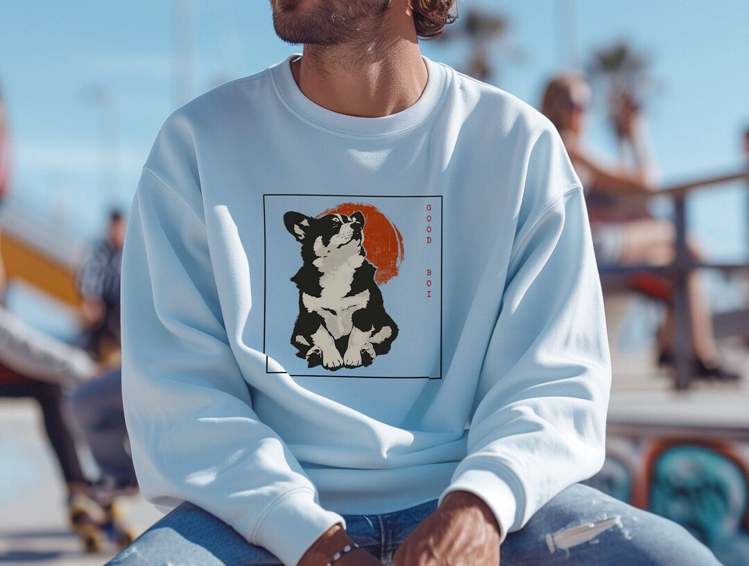 Japanese Art Inspired Good Boi Dog Graphic Sweater, Urban Streetwear ...