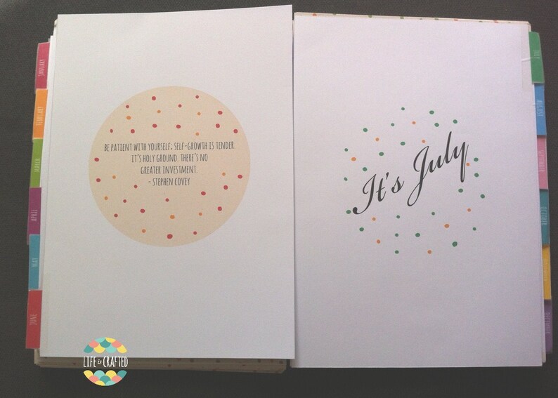 A5 Tabs PDF Printable January December Organizer Index Tab Dividers ...