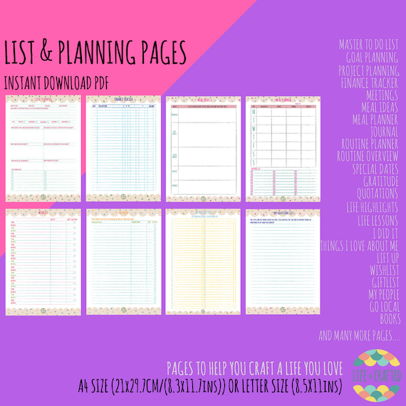 PDF PRINTABLE Letter Size List and Planning Pages DOTTY | Etsy