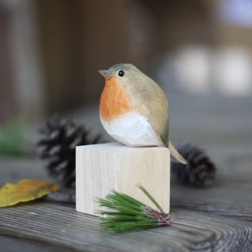 Hand Carved Wooden Bird - Etsy