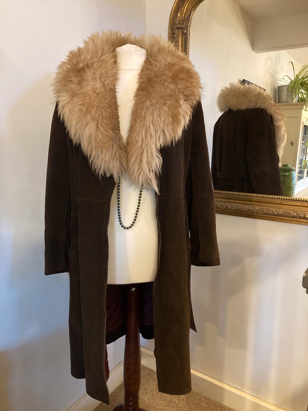 Suede Jonathan Legault Afgan Style 70s Coat With Sheepskin Collar - Etsy