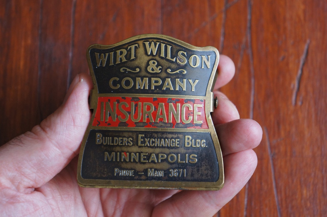 Vintage Brass Clip Vintage Advertising Wirt Wilson & Co. Insurance - Etsy