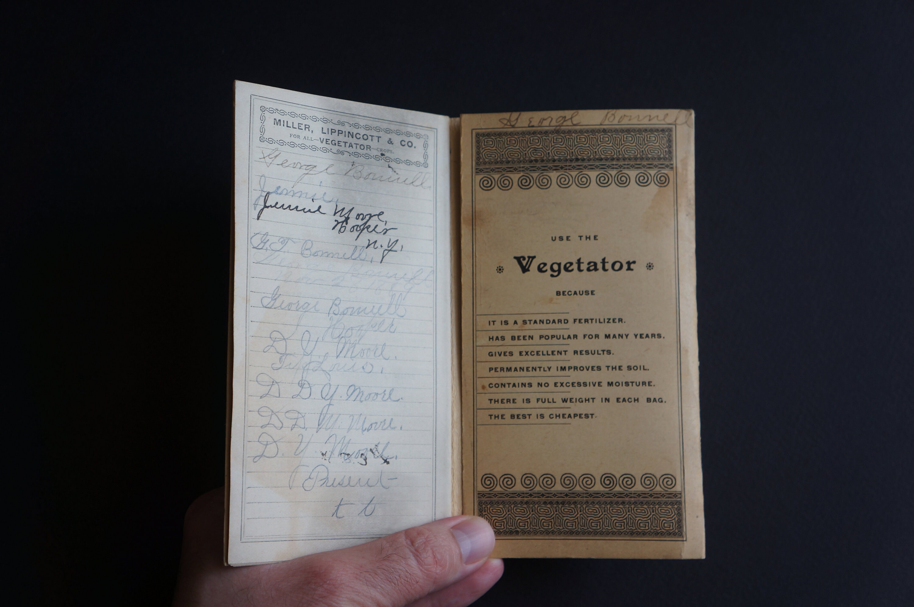 1880 Farmer Pocket Companion the Vegetator Vintage Folder Advertising ...
