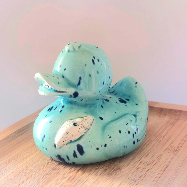Ceramic Duck Art - Artisan Pottery Bookshelf Decor Glazed in the Sea ...