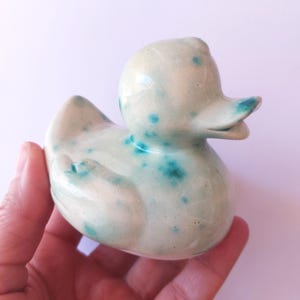 Ceramic Duck Figurine - Artisan Pottery Bookshelf Decor Glazed in the ...