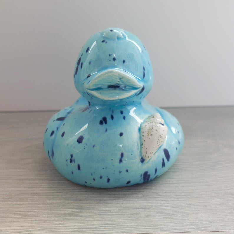 Ceramic Duck Art - Artisan Pottery Bookshelf Decor Glazed in the Sea ...
