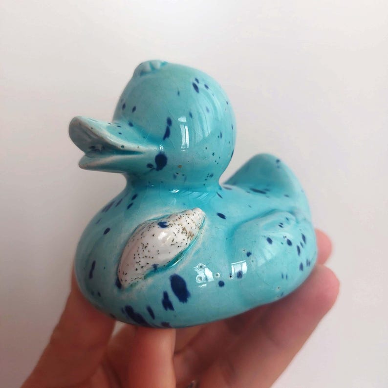 Ceramic Duck Art - Artisan Pottery Bookshelf Decor Glazed in the Sea ...