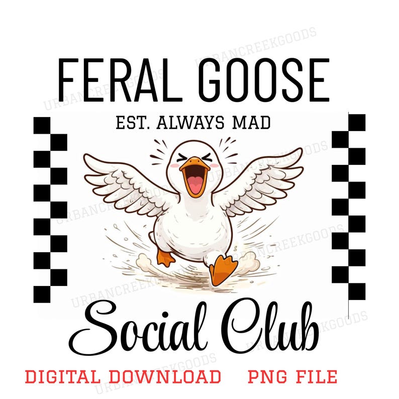 Feral Goose Club, Cute Screaming Goose Running PNG, Silly Goose PNG ...